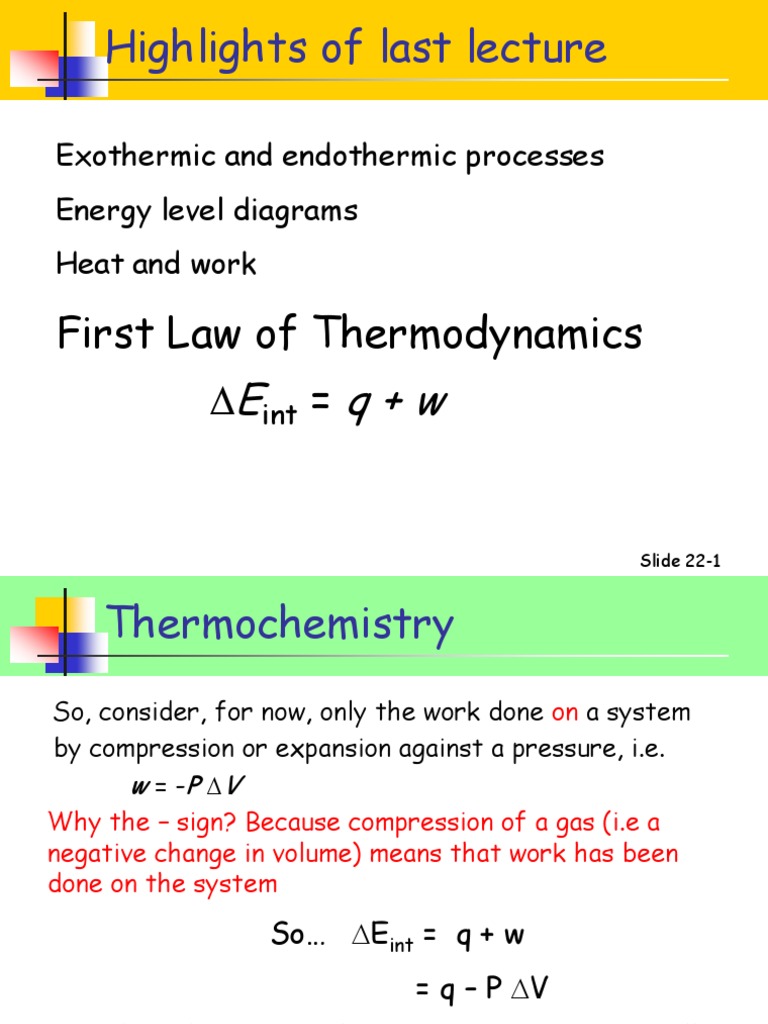 First Law of Thermodynamics : Exothermic and Endothermic Processes ...