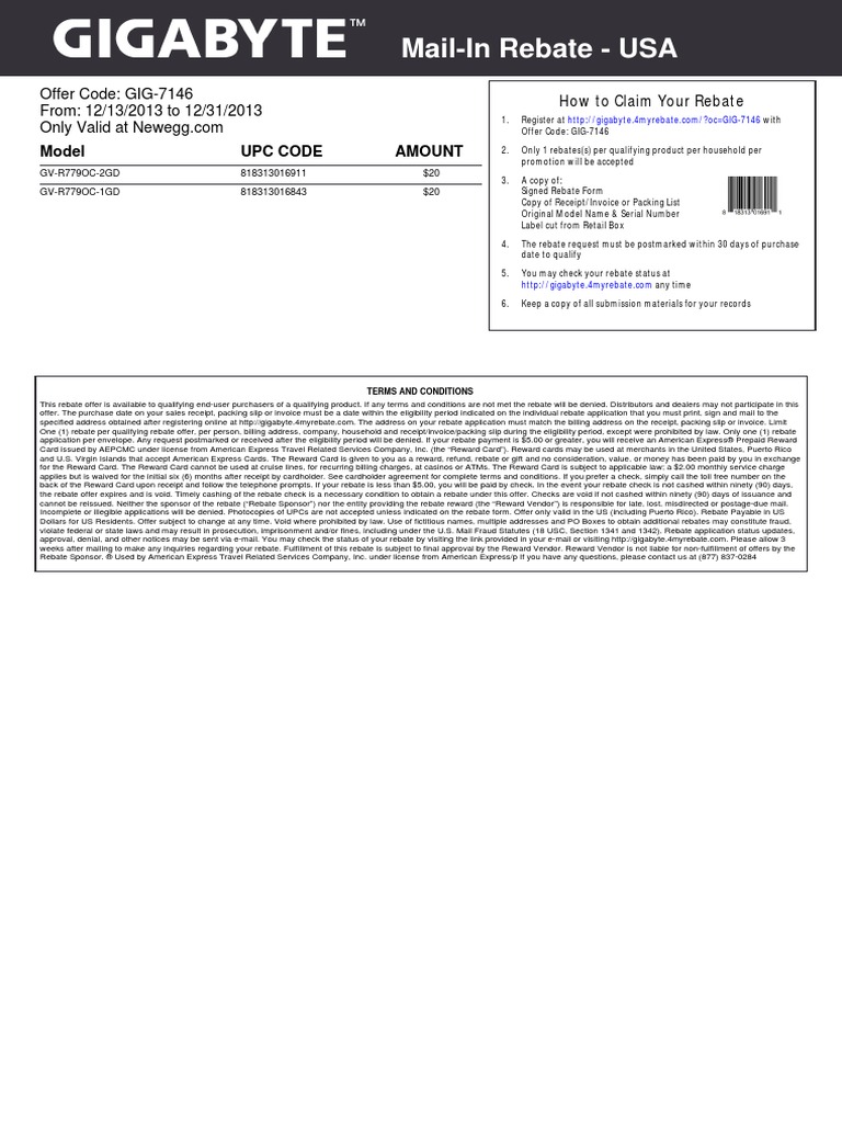GIGABYTE2 Mirs Dec 13 Dec 3113 Yh 62 | PDF | Rebate (Marketing) | Invoice