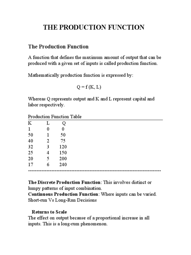 Production Function | PDF | Production Function | Labour Economics