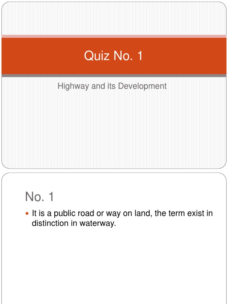Quiz No. 1: Highway and Its Development | PDF