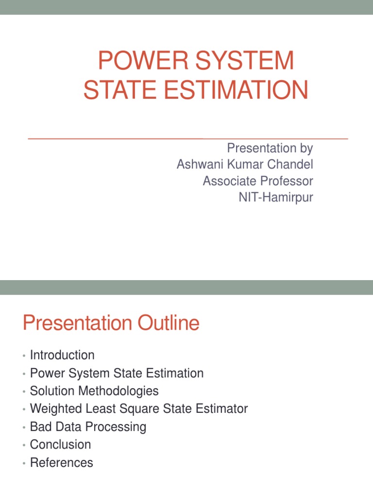 Power System State Estimation Overview | PDF | Errors And Residuals ...