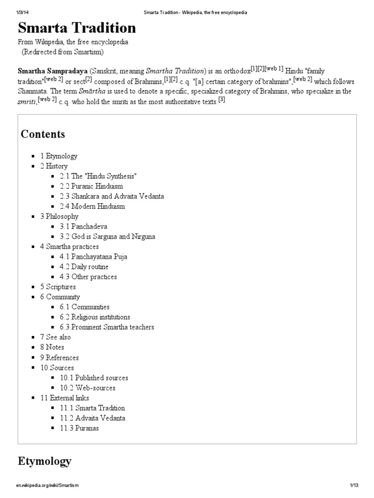 Smarta Tradition | PDF | Hindu Literature | Hindu Philosophical Concepts