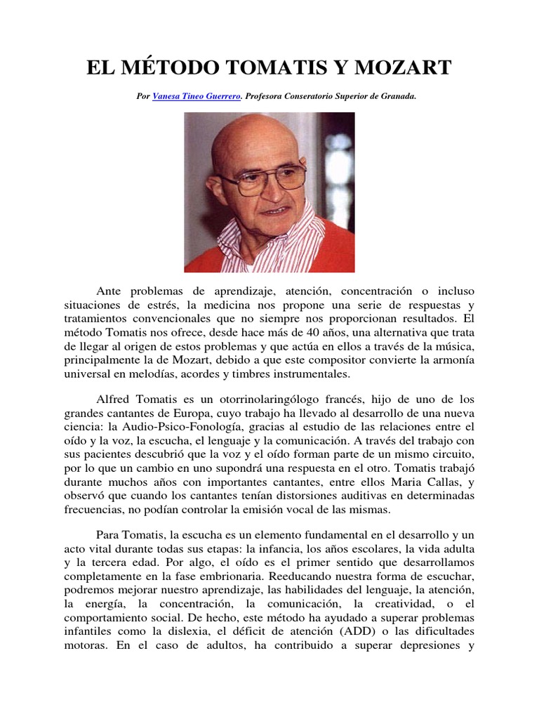 El Metodo Tomatis y MOZART PDF | PDF | Escuchando | Sonido