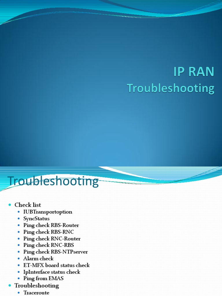 IP RAN Troubleshooting | PDF | Ip Address | Internet Architecture