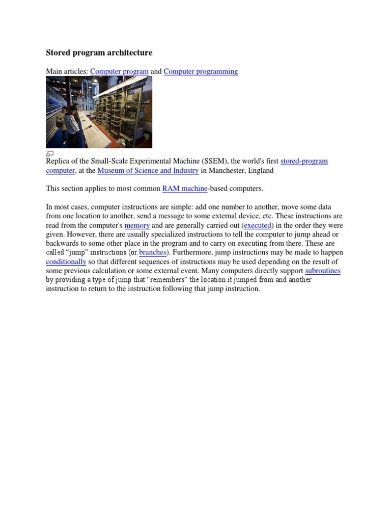 Stored Program Architecture: Computer Program Computer Programming | PDF