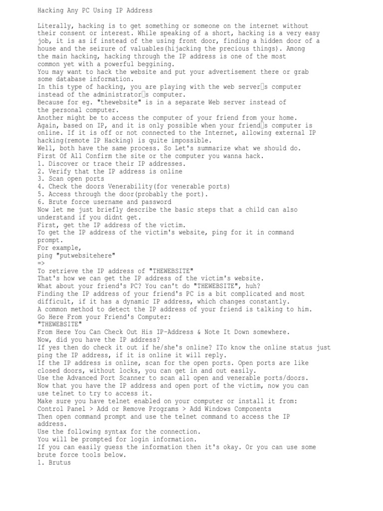 Ip Hacking | PDF | File Transfer Protocol | Password