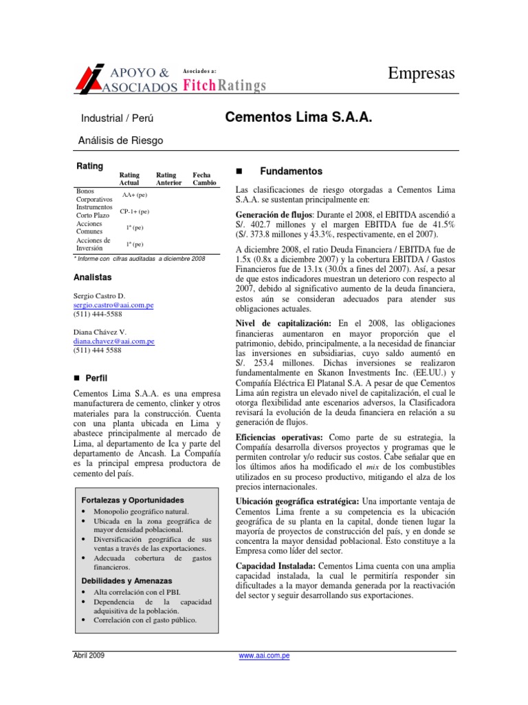 Cementos Lima Ca | PDF | Cemento | Euro