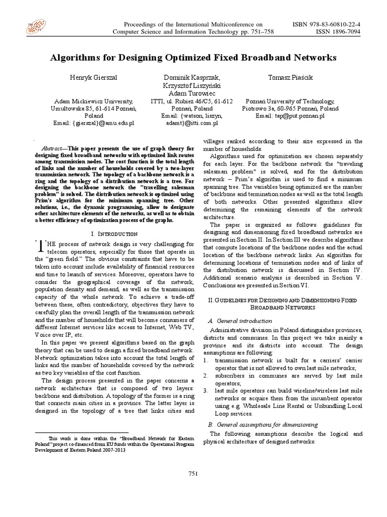 Optimized Design of Fixed Broadband Networks Using Graph Theory and ...