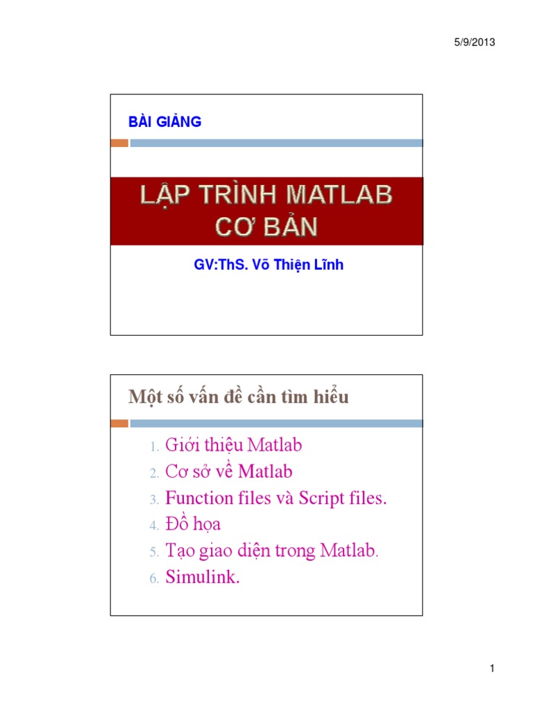 Lap Trinh Matlab Co Ban | PDF