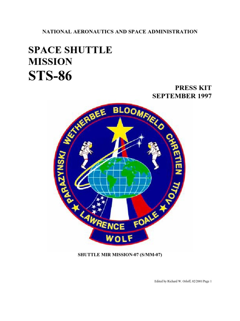 NASA Space Shuttle STS-86 Press Kit | Mir | Estación Espacial Internacional