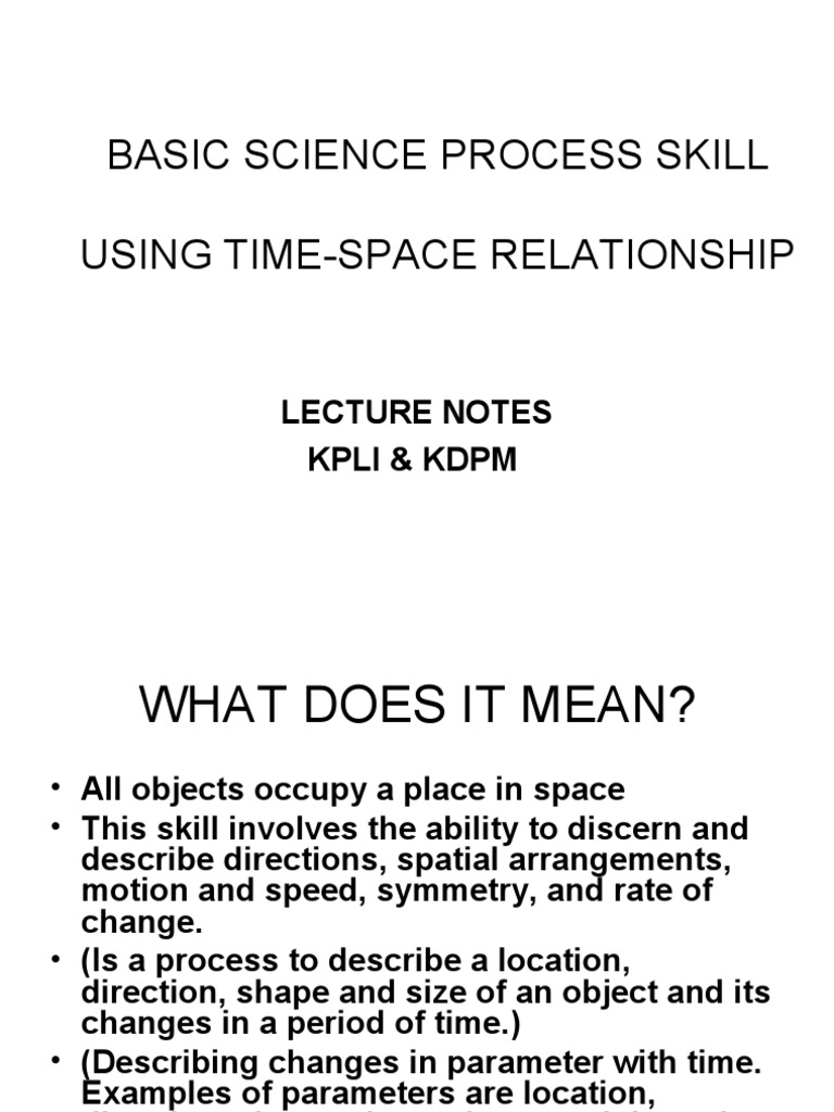 Basic Science Process Skill Using Time-Space Relationship: Lecture ...