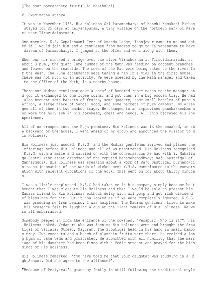 The Sour Pomegranate Fruit (PuLi MaathuLai) | PDF | Religion And Belief