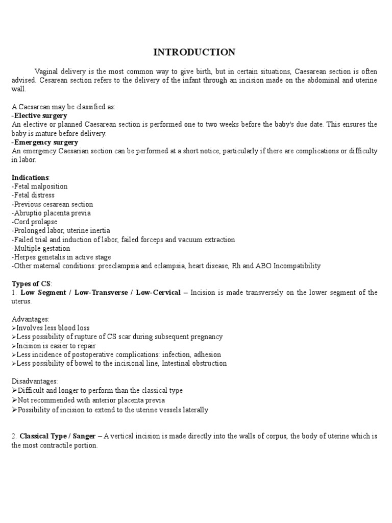 Cesarean Section Final Pdf Caesarean Section Childbirth
