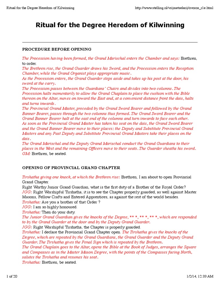 Ritual For The Degree Heredom of Kilwinning | PDF | Freemasonry | Muse