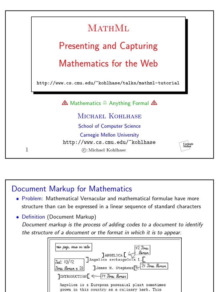 Mathml Tutorial | PDF | Xml | Markup Language