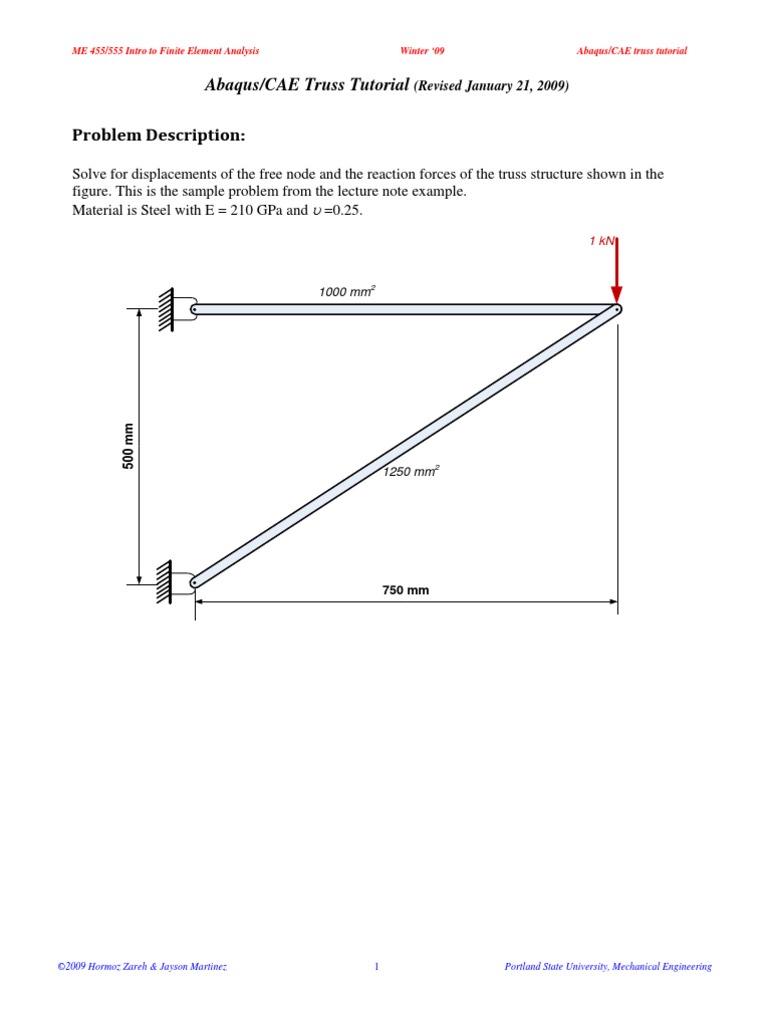 Abaqus Truss Tutorial | Truss | Finite Element Method Abaqus Truss Tutorial | Truss | Finite Element Method