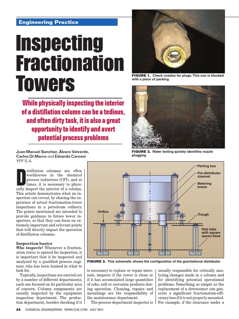 Inspecting Fractionation Towers | PDF | Oil Refinery | Distillation