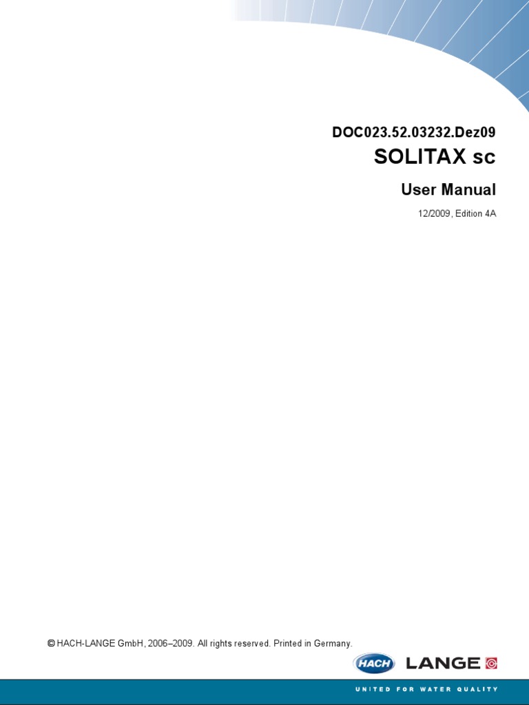 Manuale Solitax SC en | PDF | Calibration | Electrical Connector