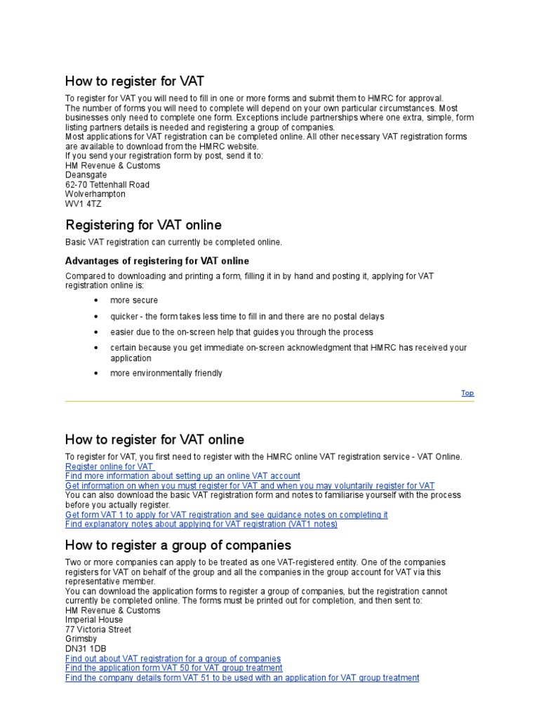 How To Register For VAT | PDF | Value Added Tax | Taxes