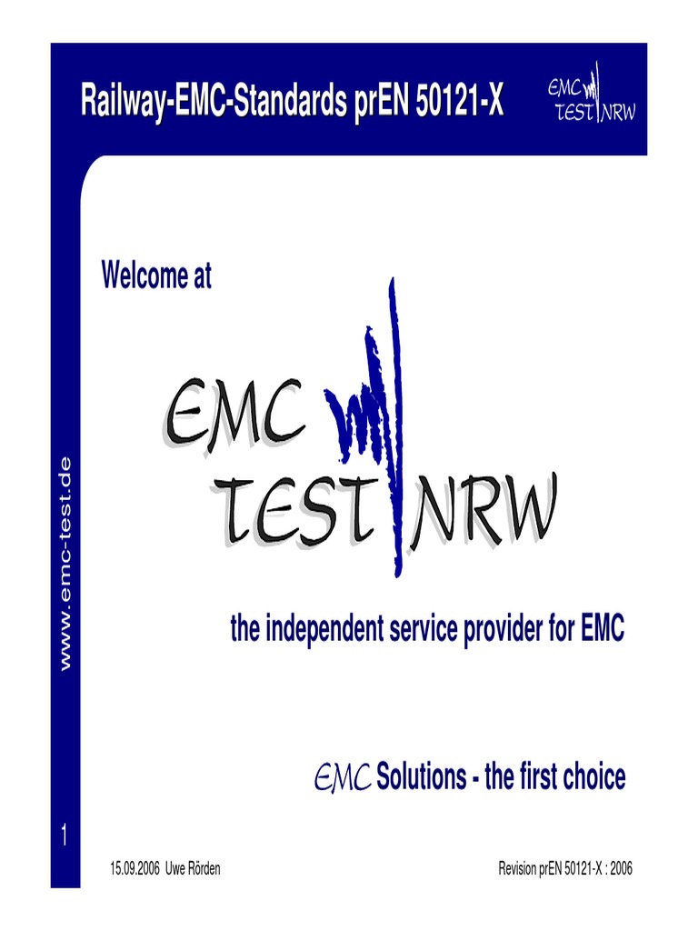 Railway EMC Standards PrEN 50121 X | PDF | Electromagnetic ...