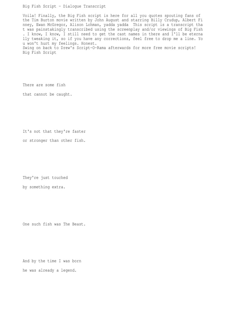 Big Fish Script | PDF