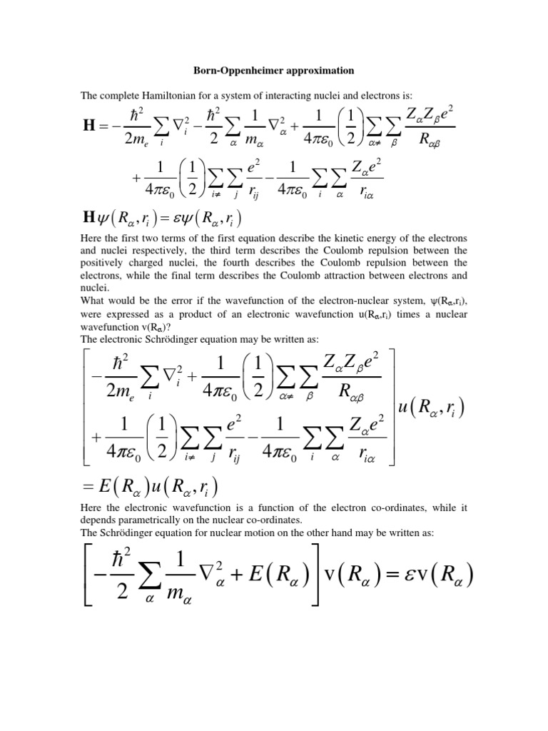 Born Oppenheimer | PDF | Scientific Theories | Physical Chemistry