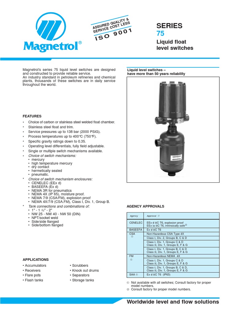 MAgnetrol 75 Seires LEvel | PDF | Switch | Ac Power Plugs And Sockets