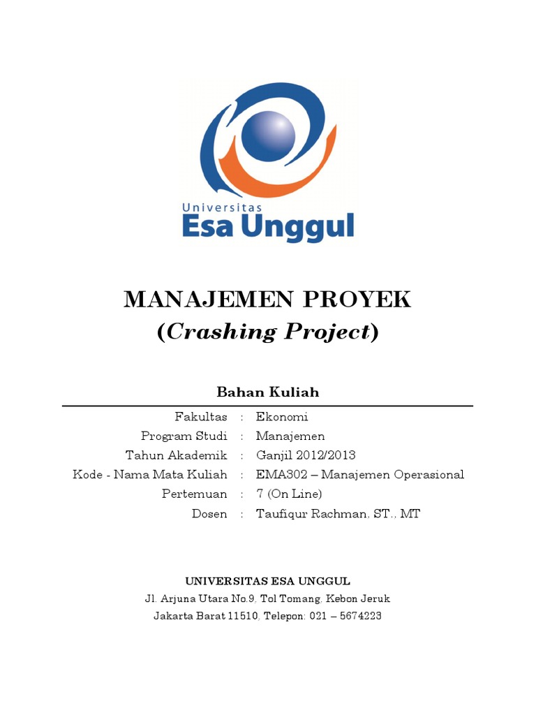 Manajemen Proyek Crashing Project | PDF