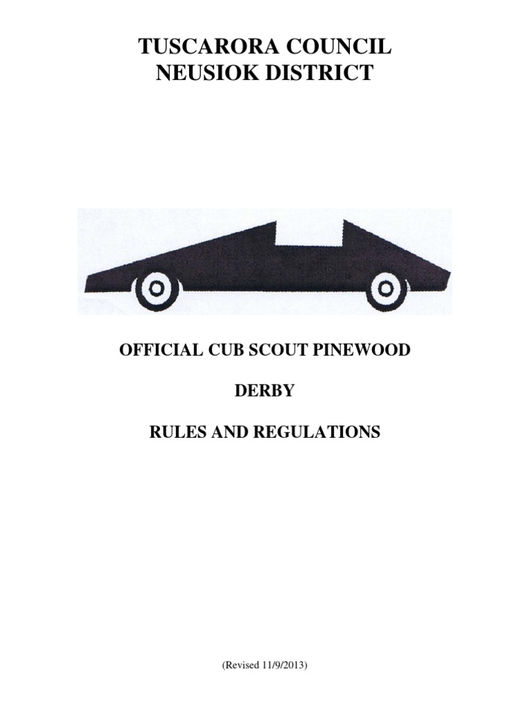 2014 Neusiok District Pinewood Derby Rules | PDF | Axle | Tire