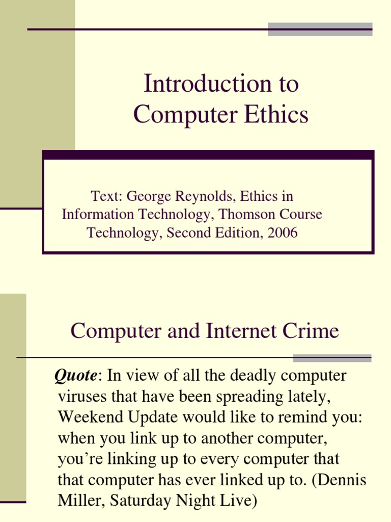 Introduction To Computer Ethics | PDF | Computer Virus | Vulnerability ...