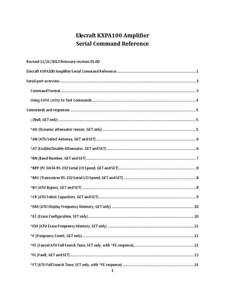 KXPA100 Amplifier Command Reference | PDF | Electrical Engineering ...