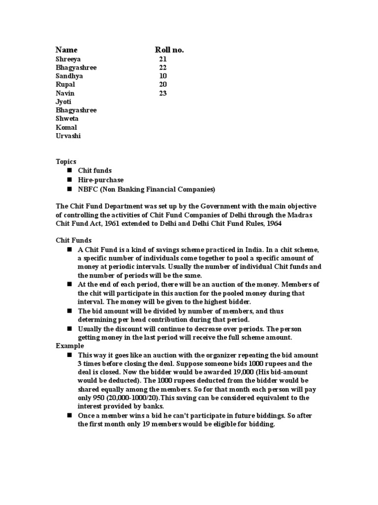 Chit Funds | PDF | Non Bank Financial Institution | Deposit Account