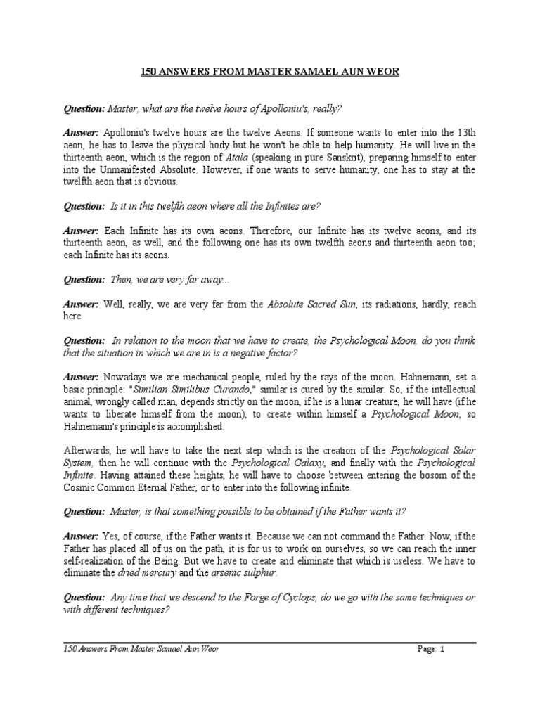 150 Questions and Answers From Master Saw | PDF | Mind | Adultery