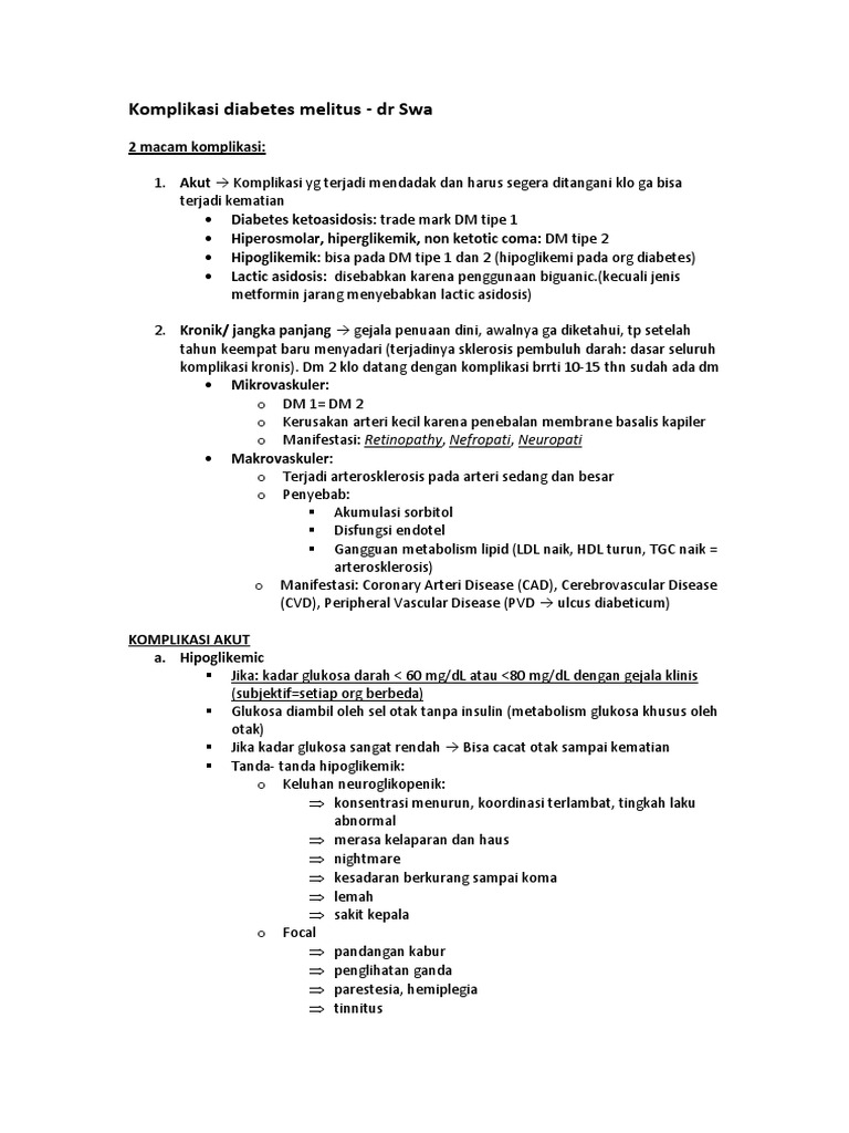 Komplikasi Diabetes Melitus | PDF