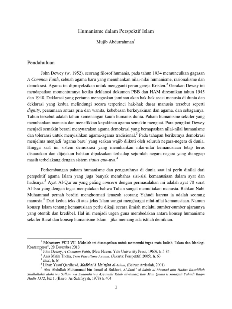 Humanisme Dalam Perspektif Islam | PDF