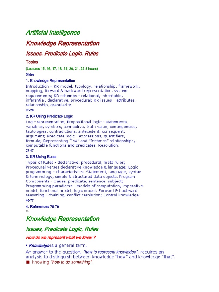 Artificial Intelligence | PDF | First Order Logic | Proposition