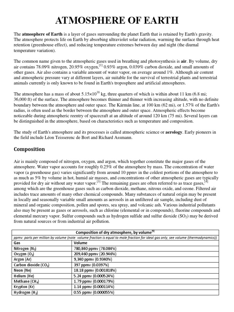 Atmosphere of Earth | PDF | Stratosphere | Atmosphere Of Earth