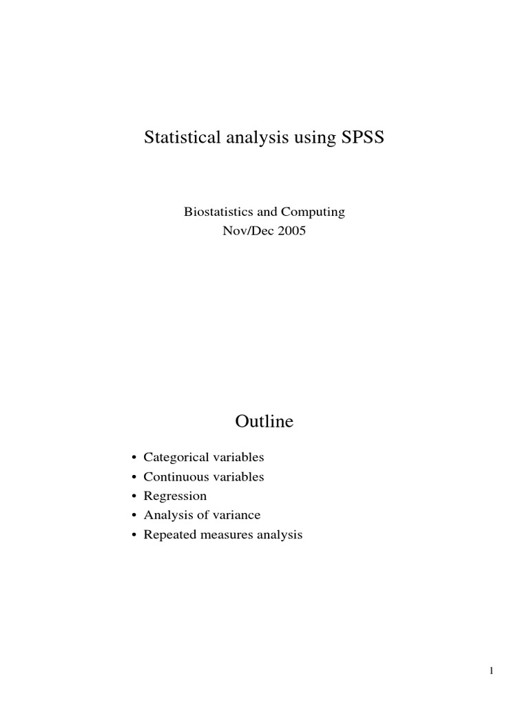 Statistical Analysis Using SPSS: Biostatistics and Computing Nov/Dec 2005 | PDF | Statistical ...