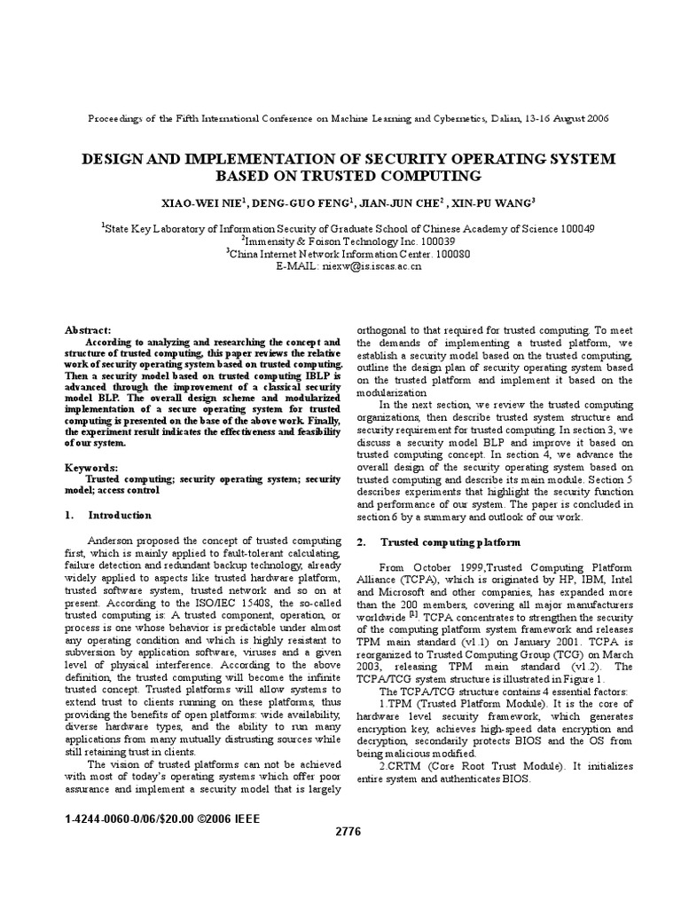 Design and Implementation of Security Operating System | PDF | Operating System | Access Control