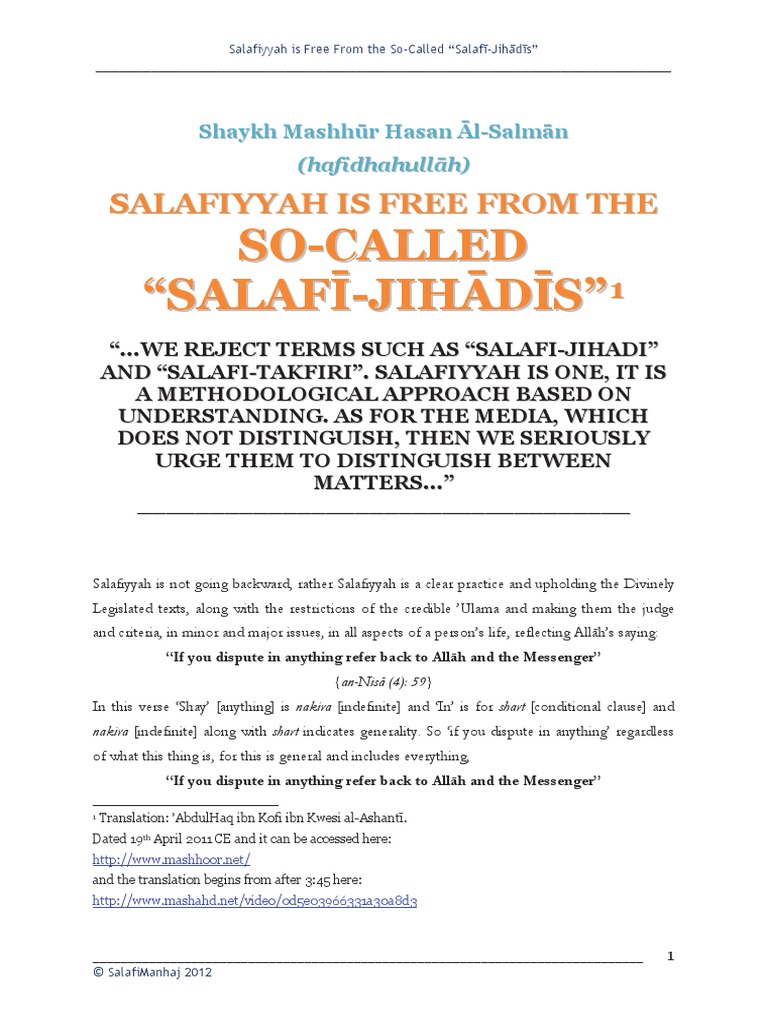 SalafiManhaj SalafiJihadis | PDF | Salafi Movement | Muhammad