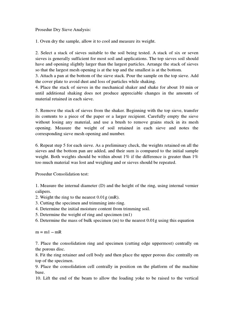 Prosedur Dry Sieve Analysis | PDF | Nature