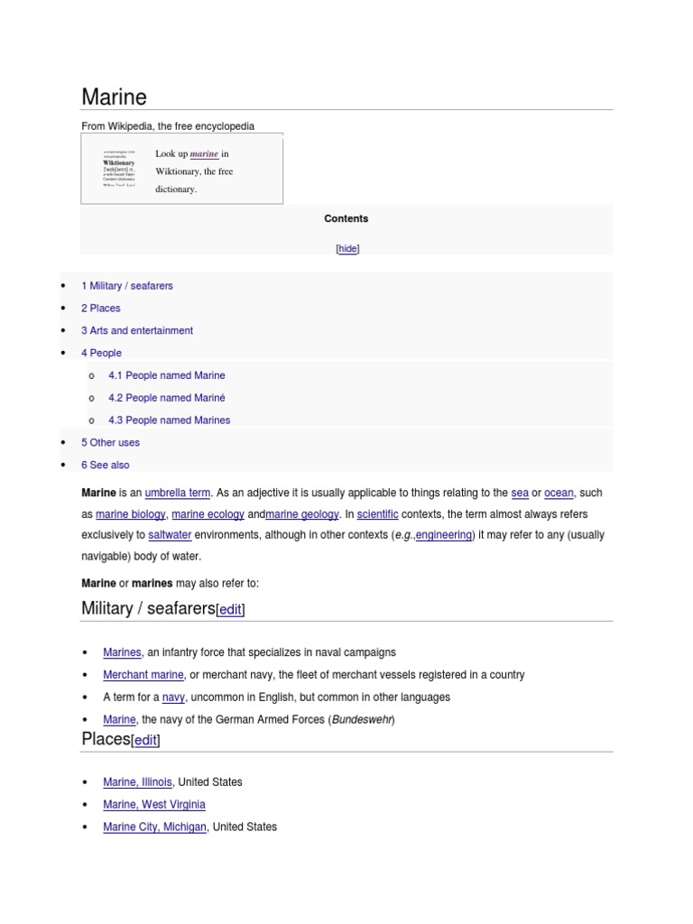 An Overview of the Various Uses and Meanings of the Term 'Marine' | PDF ...