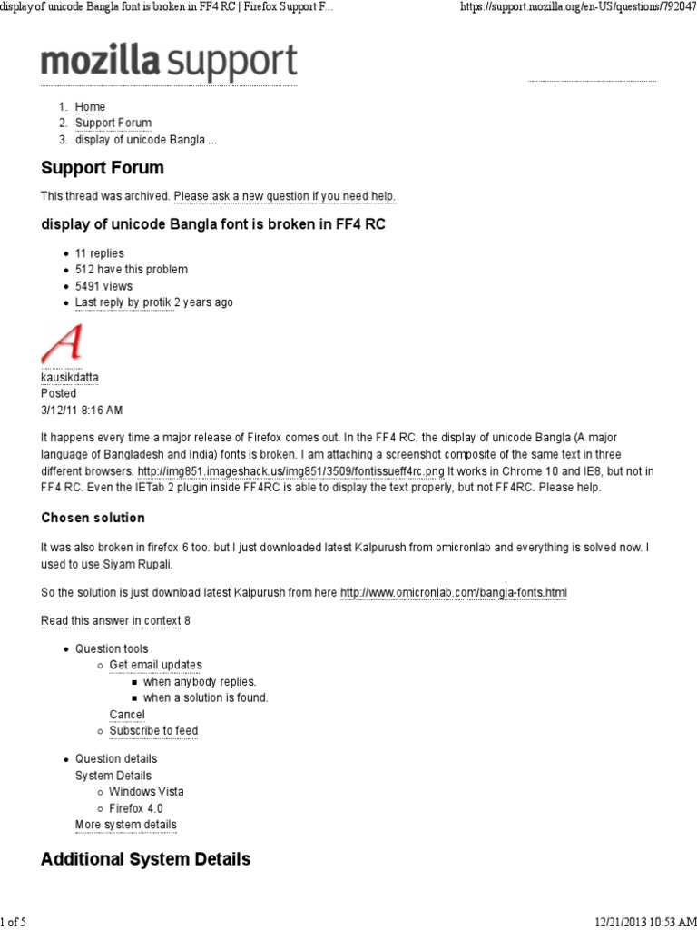 Display of Unicode Bangla Font | PDF | Firefox | Plug In (Computing)