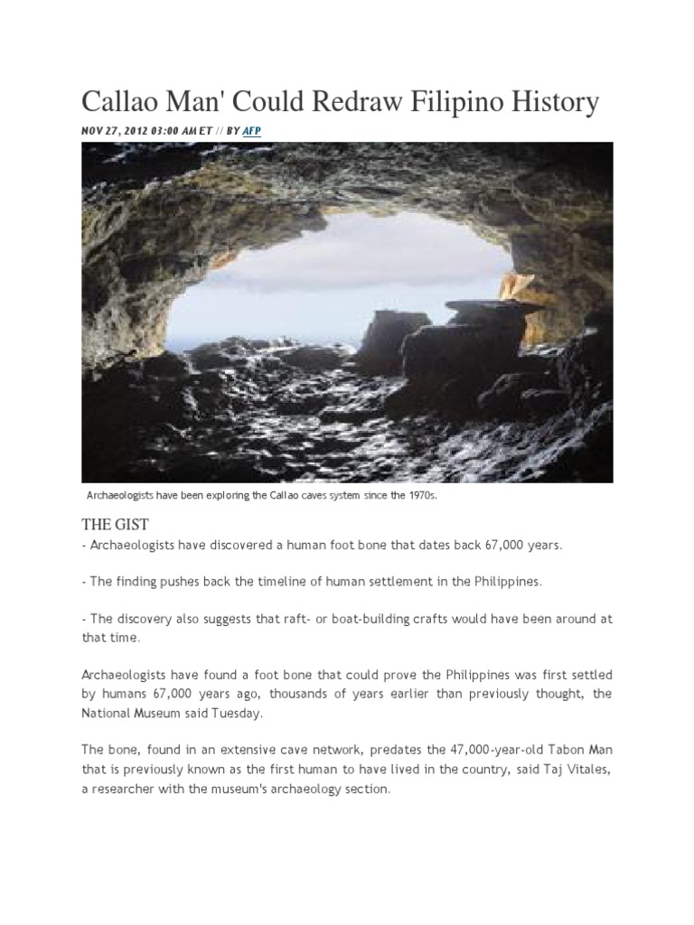 'Callao Man' Could Redraw Filipino History | PDF | Homo | Pleistocene