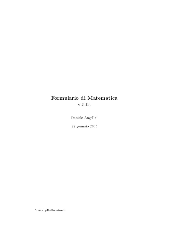 Formulario Di Matematica | PDF