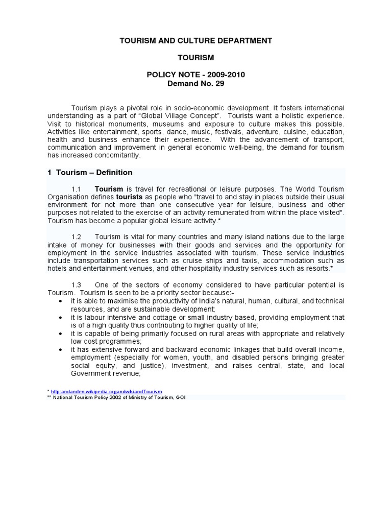 Tourism Policy | PDF | Tamil Nadu | Tourism