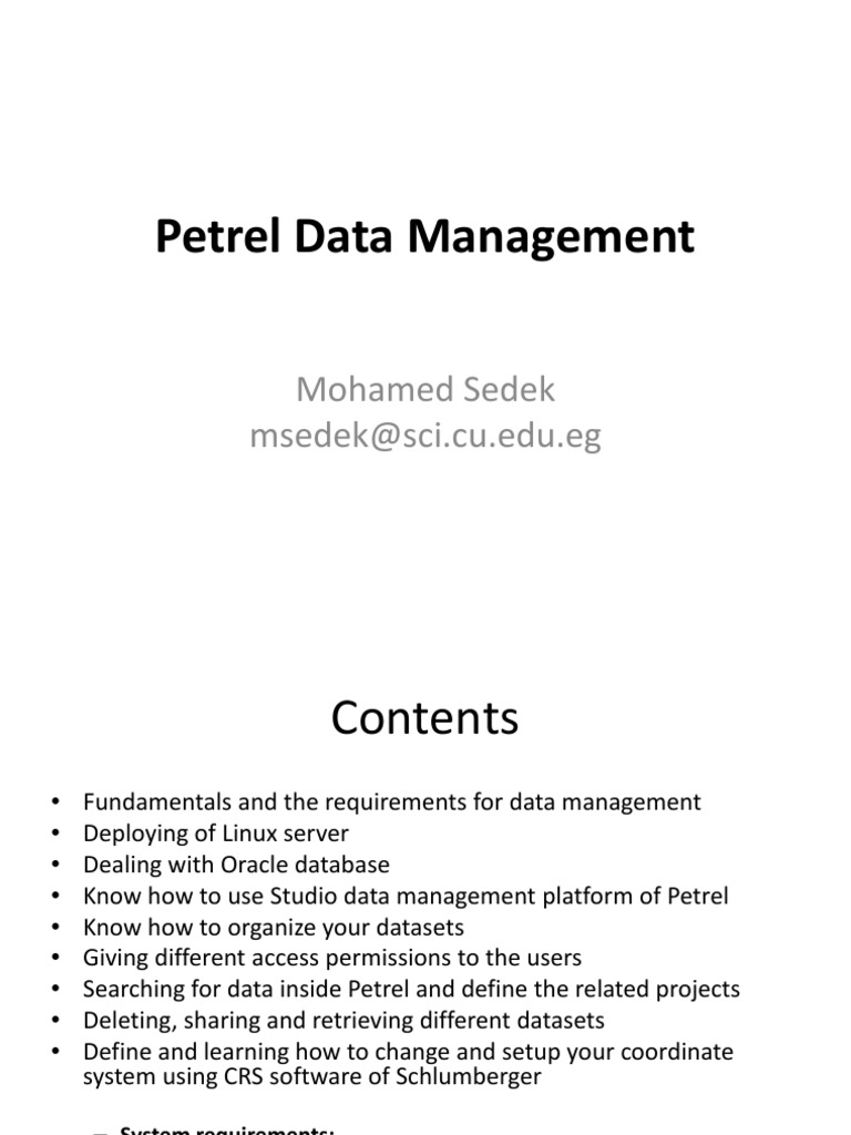 PETREL Data Management Msedek | PDF