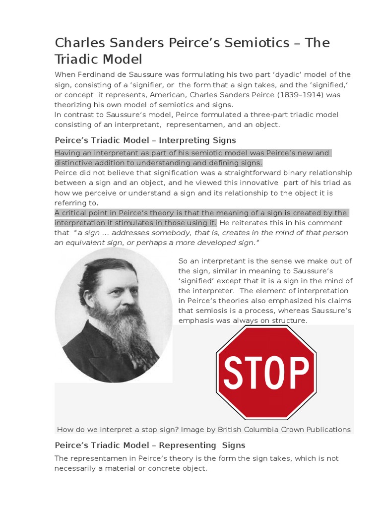 Charles Peirce Triadic Semiotics | PDF | Philosophical Movements ...