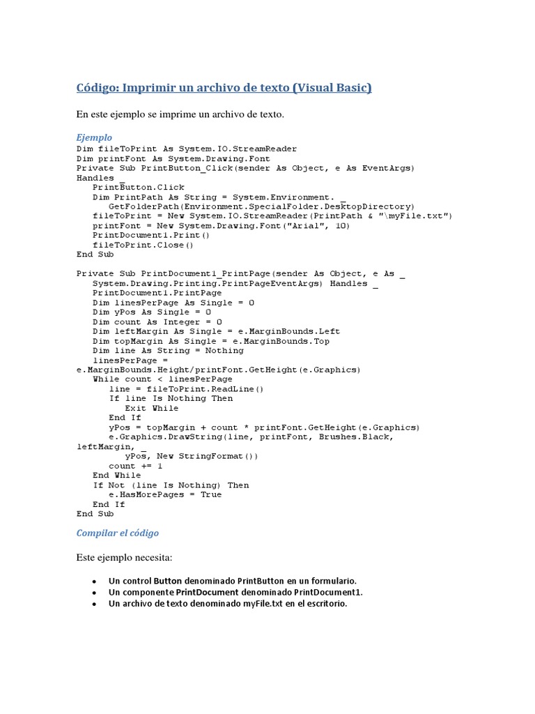 Imprimir en Visual Basic | PDF