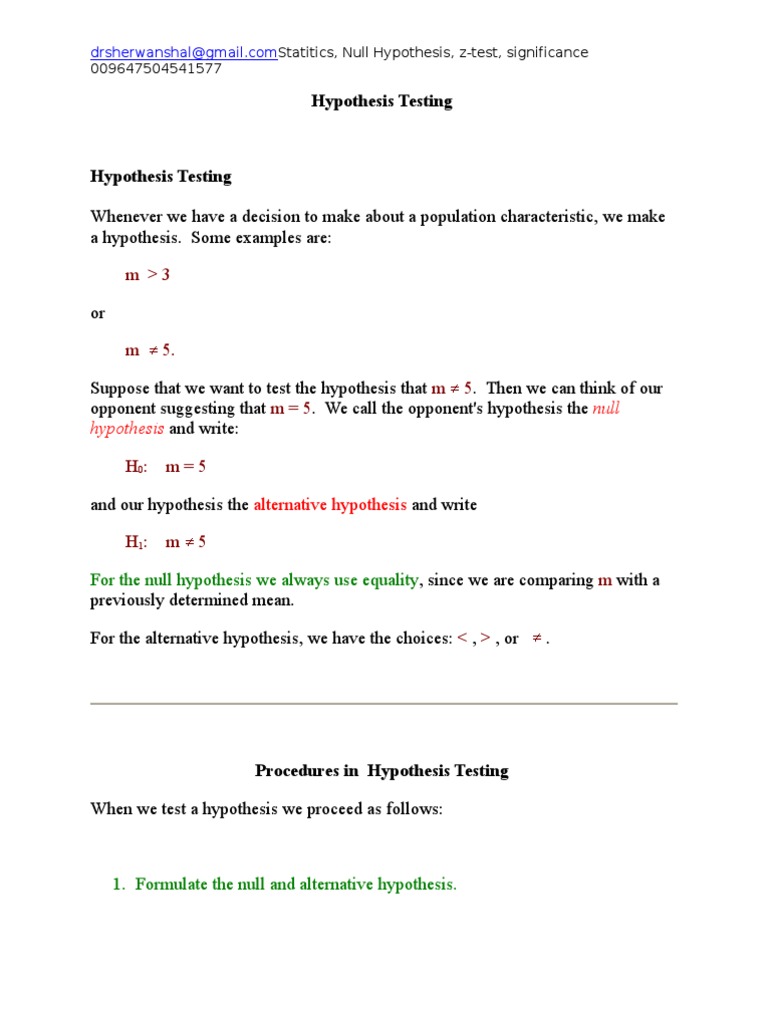 Statistical Significance Hypothesis | PDF | Statistical Hypothesis ...